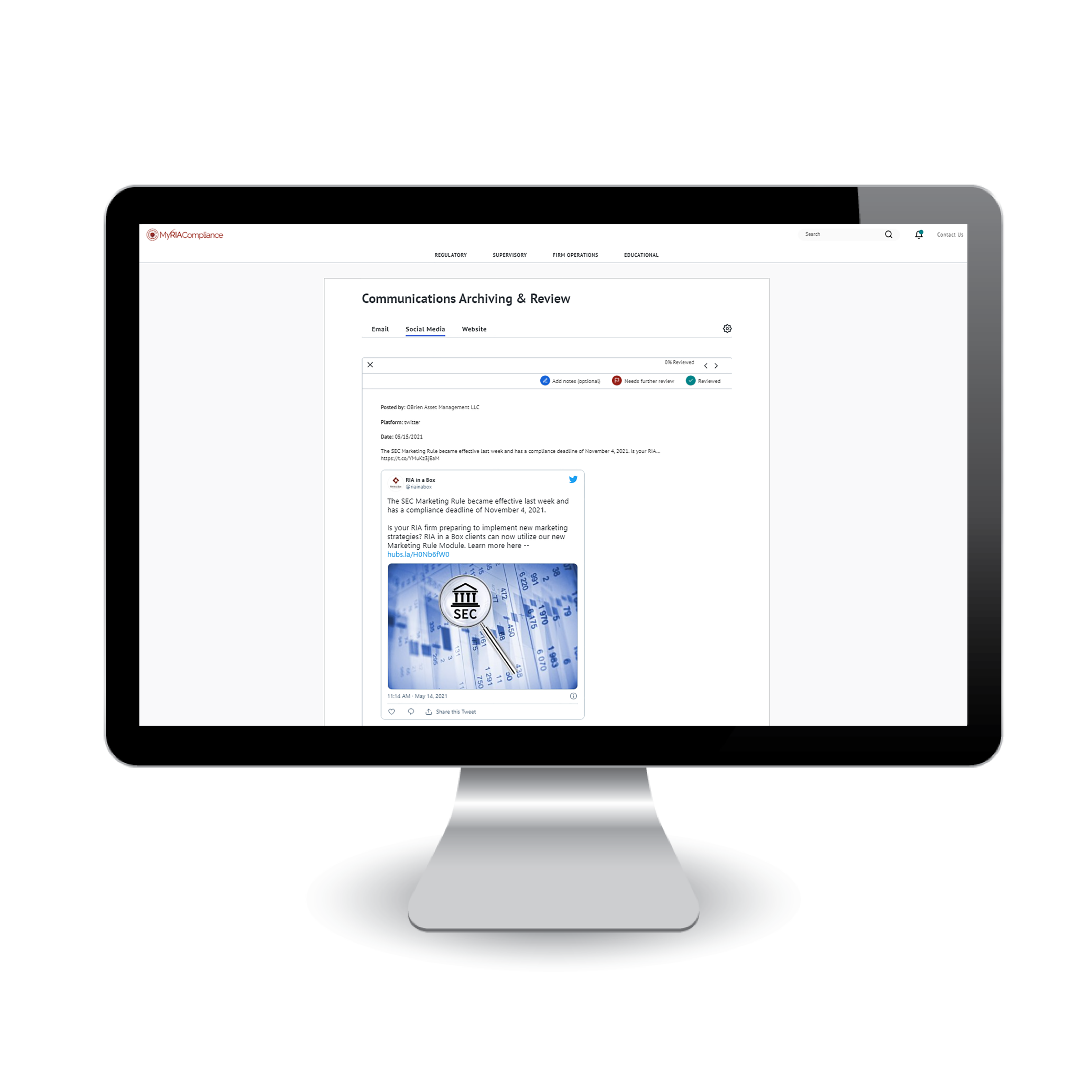 RIA in a Box Announces New RIA Communications Archiving and Review Solution